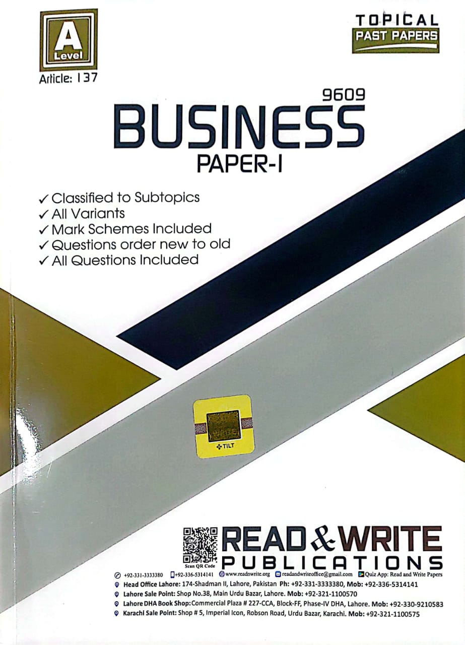 9609 Business Studies A Level Paper 1 Topical Work Book – Ilmi Book House